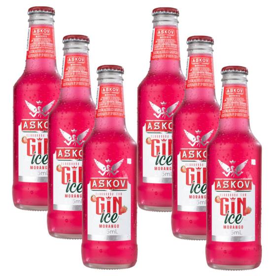 Bebida askov ice gin morango long neck 6 un de 275ml - Vodka - Magazine Luiza