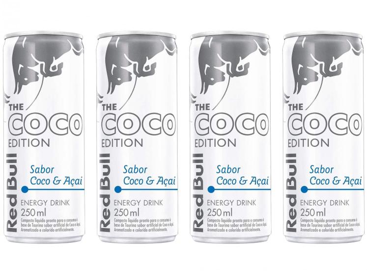 Bebida Energética Red Bull Coco Edition - Coco e Açaí 250ml 4 Unidades ...