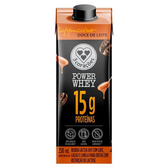 Bebida Lactea 3 Coracões Power Whey com 15g de Proteína Cappuccino Doce ...