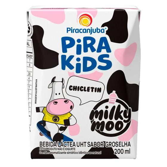 Bebida Láctea Piracanjuba Pira kids Milk Moo Chicletin Sabor Groselha ...