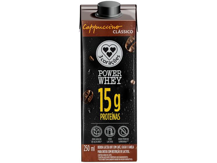Bebida Láctea UHT com 15g de Proteínas - 3 Corações Clássico Power Whey ...