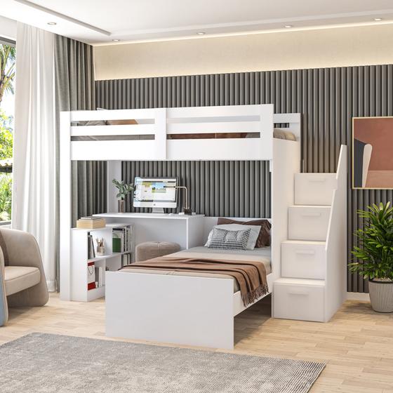Beliche Multifuncional Solteiro Adulto com Escrivaninha Star Office ...