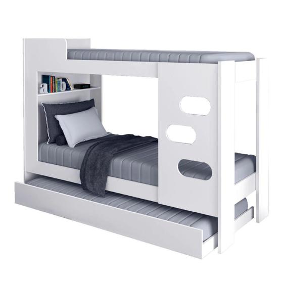 Beliche Triliche de Solteiro 100% MDF Com Cama Auxiliar e Estrados ...