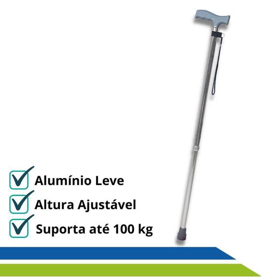 Bengala Tipo T em Alumínio com Regulagem de Altura até 100 KG Hidrolight - Bengala Ortopédica ...