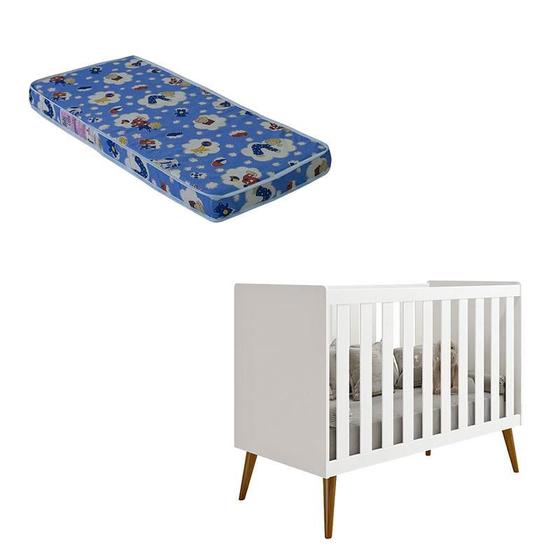 Berço Americano Isis Branco Acetinado com Colchão Ortobom - Reller ...