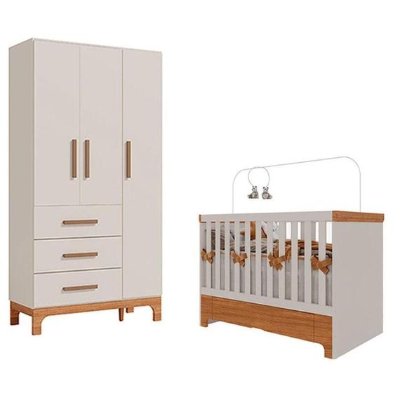 Berço Americano Mini Cama Com Gaveta Antonella E Guarda Roupa 3 Portas ...