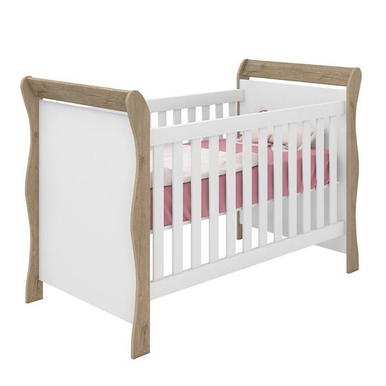 Berço Mini Cama Colonial Baby Amore Carvalho/Branco - Qmovi - Berço ...