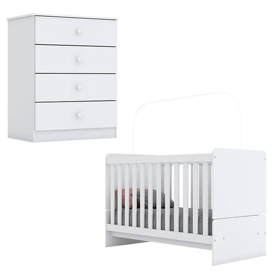 Berço Nacional Labirinto e Cômoda Infantil Amarelinha Branco Brilho ...