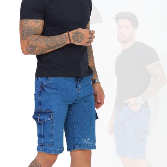 Bermuda Masculina Bolso Cargo Lycra Slim - MAX PREMIUM JEANS - MAX ...