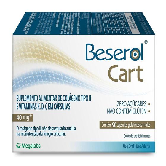 Beserol Cart Colágeno Não Hidrolisado Tipo II C/ 90 Cápsulas - Megalabs ...