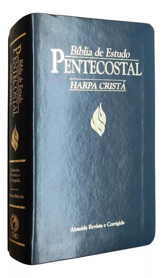 Biblia de estudo pentecostal com harpa cristã média arc preta cpad ...