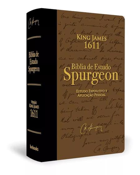 Bíblia de Estudo Spurgeon King James 1611 Capa Luxo Marrom e Preta ...