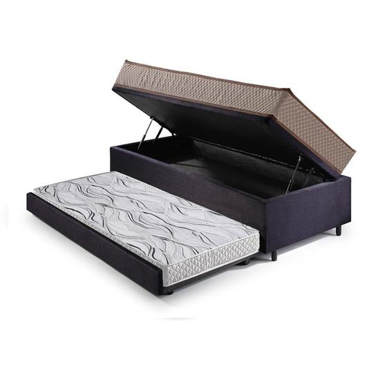 Bicama Box Baú Solteiro Suede Preto 88x188 Com Colchão Espuma Supreme ...