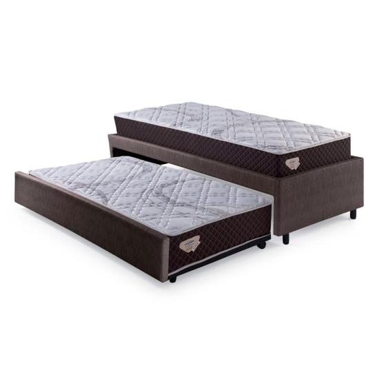 Bicama Box Solteiro Marrom 88x188 com Dois Colchões Relax Adorabile ...