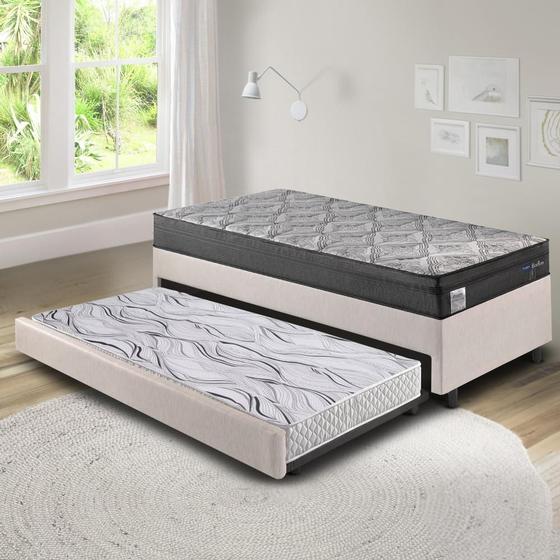 Bicama Box Solteiro material sintético Linho Areia 88x188x28cm com ...