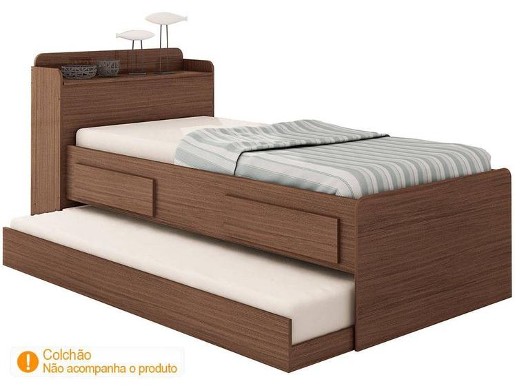 Bicama de Solteiro com Baú 2 Gavetas - Robel Móveis Bibox Onix - Cama de Solteiro - Magazine Luiza