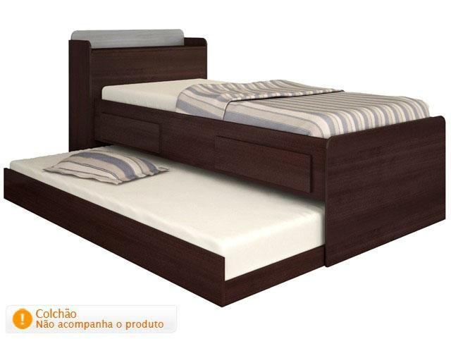 Bicama de Solteiro com Baú 2 Gavetas - Robel Móveis Bibox Onix - Bicama - Magazine Luiza