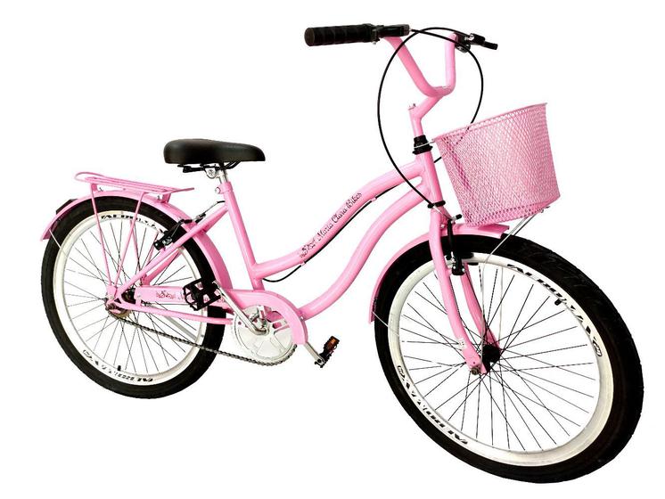 Bicicleta aro 24 feminina passeio s/ marchas com cesta rosa - Maria ...