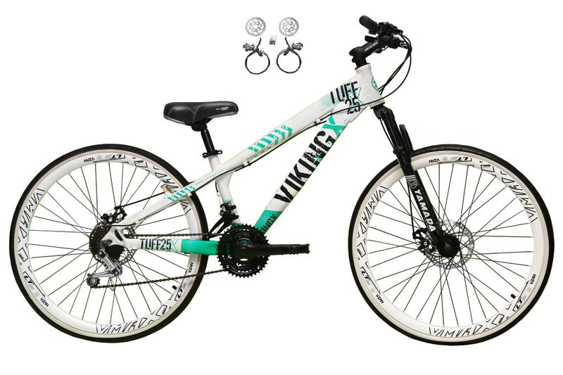 Bicicleta Aro 26 Vikingx Tuff 21v Alumínio Freio Hidráulico a Disco Aros Vmaxx Branco - Branco ...