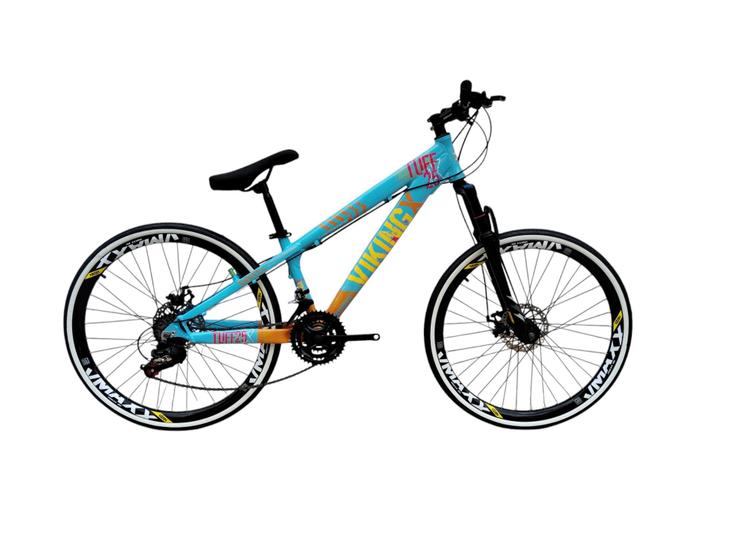 Bicicleta Aro 26 Vikingx Tuff 25 Aluminio Freeride 21 Velocidades Mtb Pneu Slk Fino Faixa Branca ...