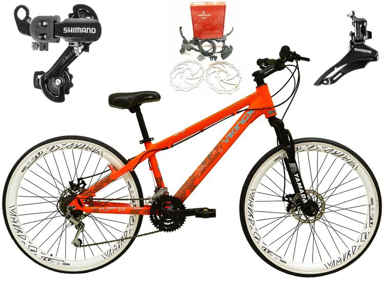 Bicicleta Aro 26 Vikingx Tuff Laranja 21v Alumínio Câmbios Shimano ...