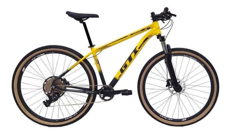 Bicicleta Aro 29 Gti Roma 12v Garfo com Trava K7 11/50 Freios Hidráulicos Kit 1x12 - Amarelo ...