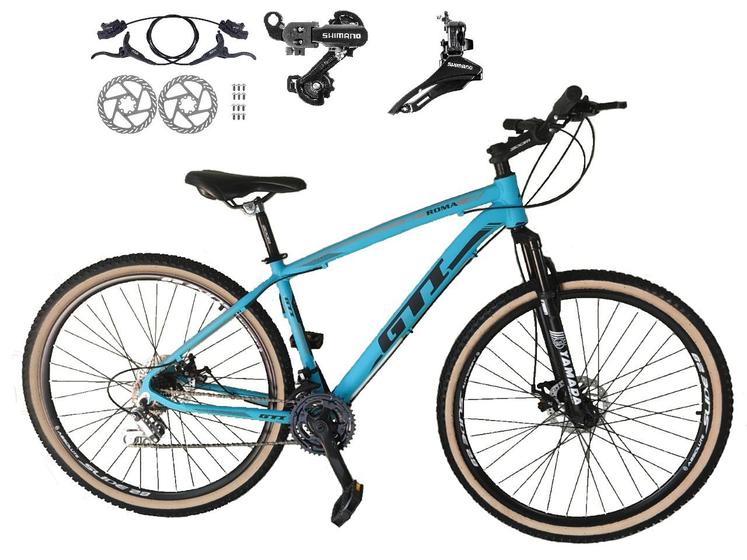 Bicicleta Aro 29 Gti Roma 21v Alumínio Câmbios Shimano Freio a Disco Hidráulico Garfo Com ...