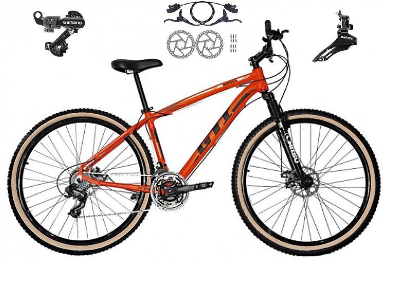 Bicicleta Aro 29 Gti Roma 21v Alumínio Câmbios Shimano Freio a Disco Hidráulico Garfo Com ...