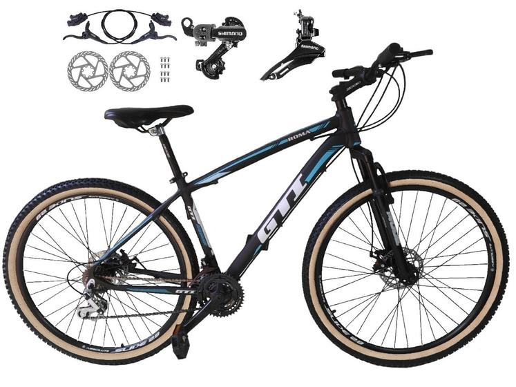 Bicicleta Aro 29 Gti Roma 21v Alumínio Câmbios Shimano Freio a Disco Hidráulico Garfo Com ...