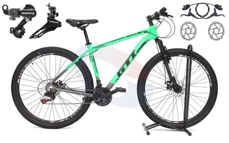 Bicicleta Aro 29 Gti Roma 21v Alumínio Câmbios Shimano Freio a Disco Hidráulico Garfo Com ...