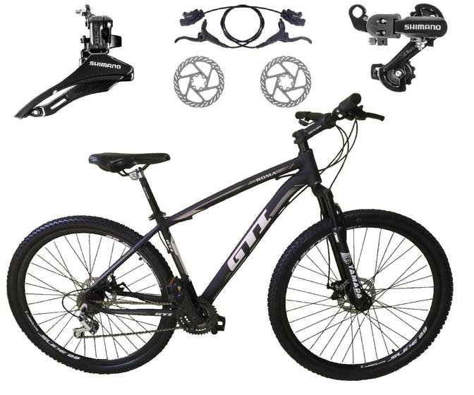 Bicicleta Aro 29 GTI Roma 21v Câmbios Shimano Freio a Disco Hidráulico Alumínio Garfo Com ...