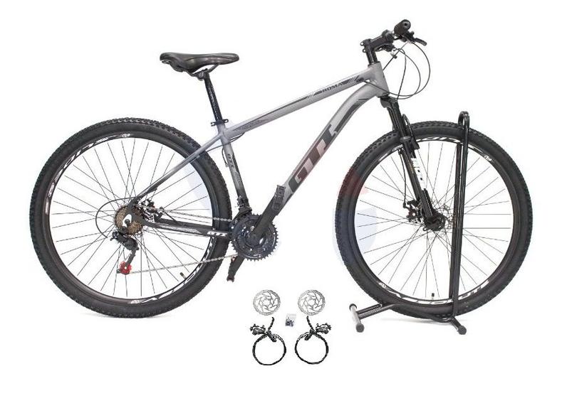 Bicicleta Aro 29 Gti Roma 21v Freio a Disco Hidráulico Alumínio Garfo Suspensão - Cinza/Preto ...