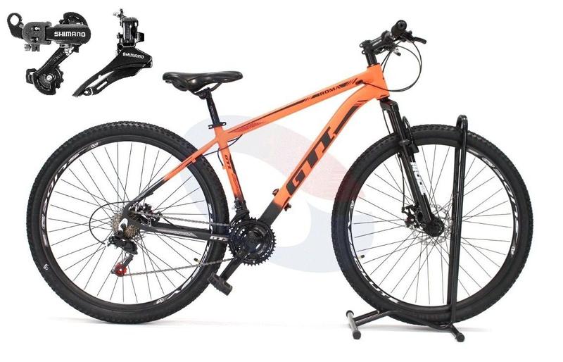 Bicicleta Aro 29 Gti Roma Alumínio 21v Câmbios Shimano Freio a Disco - Laranja/Preto - Bicicleta ...