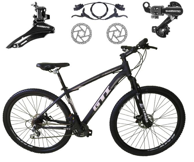 Bicicleta Aro 29 Gti Roma Alumínio Câmbios Shimano 21v Freios a Disco Hidráulicos Garfo ...
