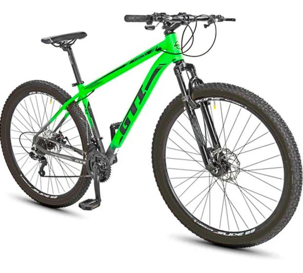 Bicicleta aro 29 GTI Verde e cinza Tam 17 Cambios shimano - Bicicleta - Magazine Luiza