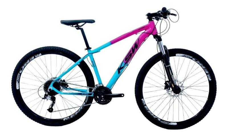 Bicicleta Aro 29 Ksw Xlt 24v K7 Câmbios Shimano Freio Hidráulico Garfo com Trava - Rosa/Azul ...