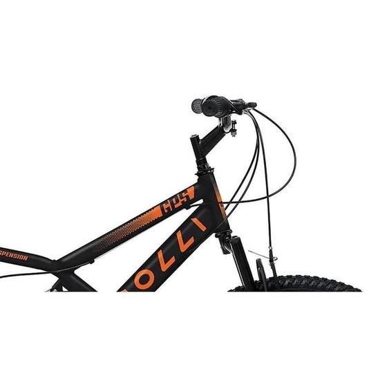 Bicicleta colli gps dupla susp. full a.26 21v preto fosco/laranja neon ...