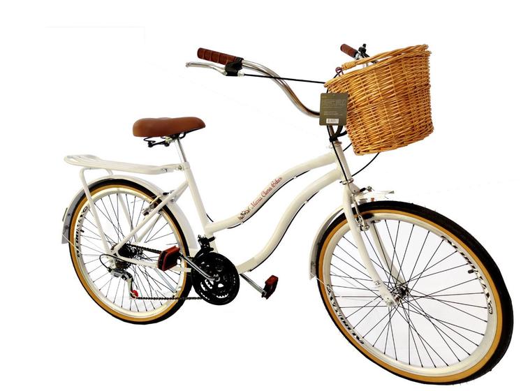 Bicicleta feminina aro 26 vintage 18 marchas vime bagag Brco - Maria ...