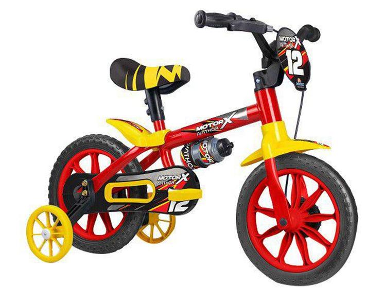 Bicicleta Infantil Aro 12 Nathor Motor X - Vermelha com Rodinhas ...