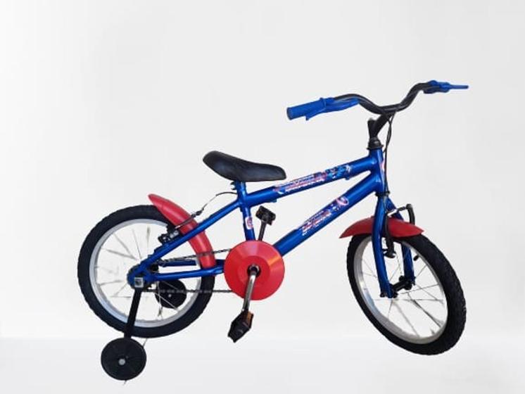 BICICLETA infantil aro 16 menino azul com rodinhas lateral e paralamas ...