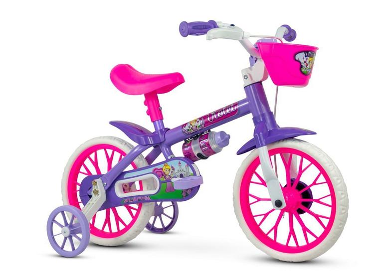 Bicicleta Infantil Com Rodinhas Meninas Aro 12 Rosa/Roxo Violet Nathor ...