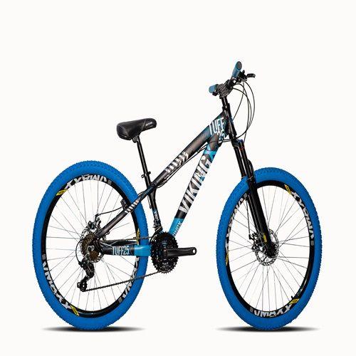 Bicicleta Viking Aro 26 Preto Azul Câmbios Shimanos com Pneu Azul ...