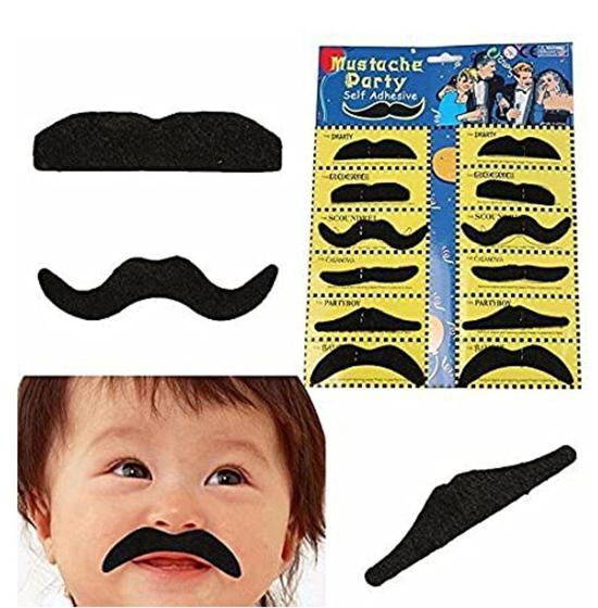 Bigode Falso Adesivo Festa Postiço Cartela 12 Unid - SEMAAN - Bigode ...