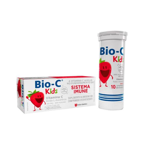 Bio C Sistema Imune Kids Com 10 Comprimidos Efervescente Morango - Uniao Quimica - Vitaminas A-Z ...