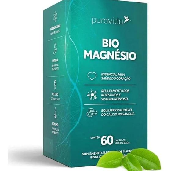 Bio Magnésio Quelado 60 Cápsulas 1200mg Premium - Pura Vida - Cloreto ...