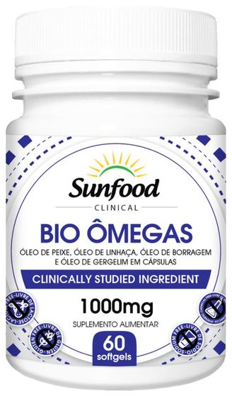 Bio Omegas sunfood 1000mg 60 Capsulas Fonte de Dha e Epa Importado ...