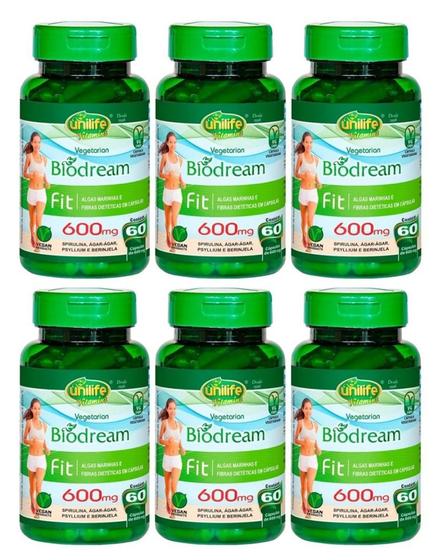 Biodream Spirulina Ágar-ágar Psyllium Berinjela 60 Cáps 6 unidades - Unilife - Fitoterápicos e ...