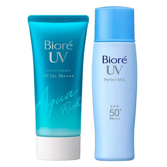 Bioré Uv Kit Protetor Solar Aqua Rich + Protetor Solar Perfect Milk ...