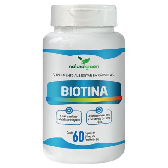 Biotina B7 Natural Green 60 Capsulas 45 mcg firmeza e crescimento ...