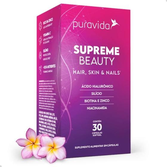 Biotina Supreme Beauty Hair Skin Nails 30 Cápsulas Pura Vida - Colágeno ...